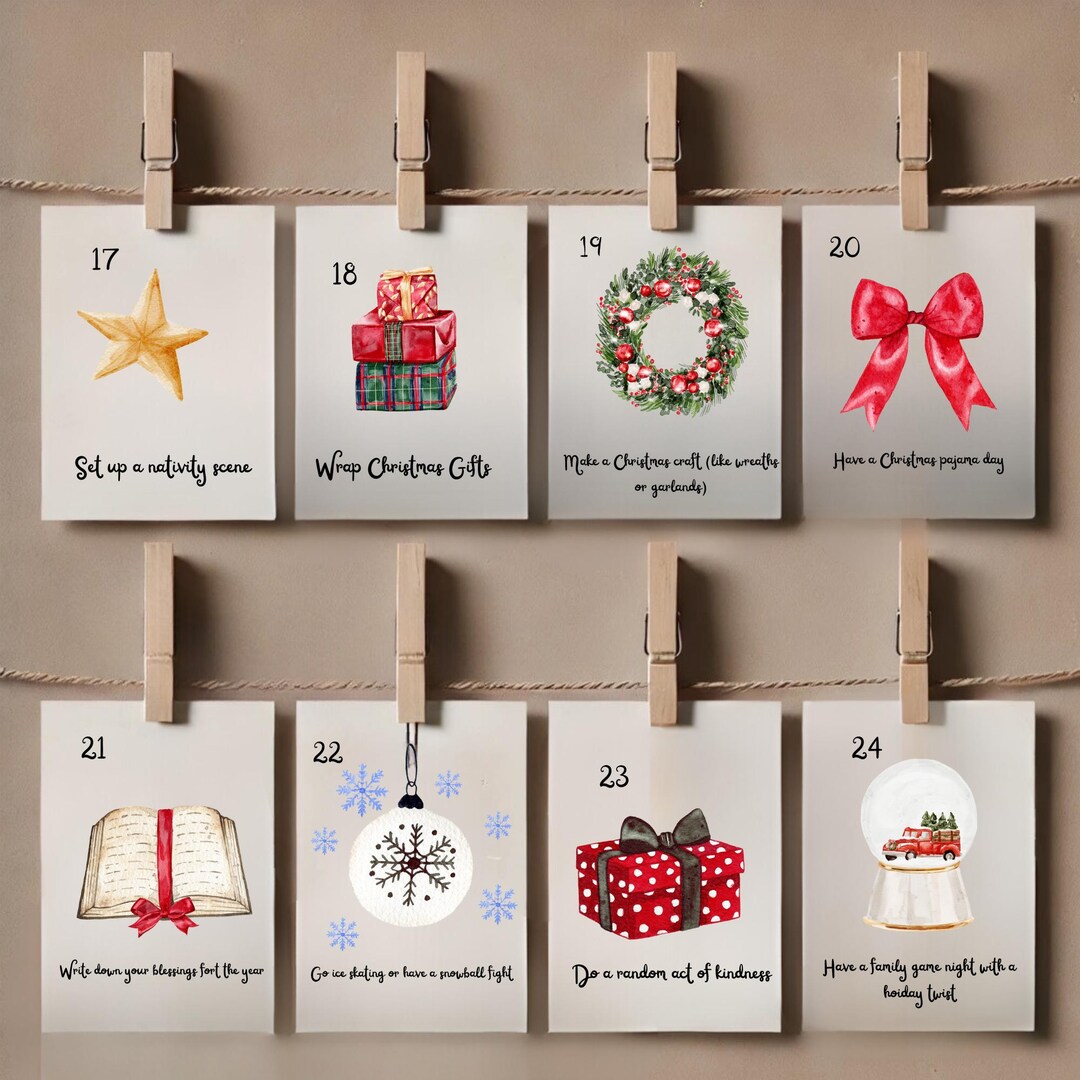25 Printable Advent Activity Cards for Kids Christmas Bucket List ...