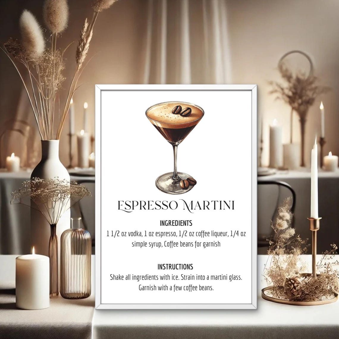 Printable Cocktail Recipe Cards Editable Drink Recipe Templates Digital ...