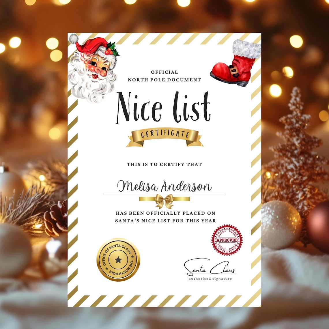 Printable Nice List Certificate Template, North Pole Mail Christmas ...