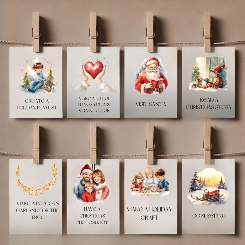 36 Printable Advent Activity Cards for Kids Christmas Bucket List ...