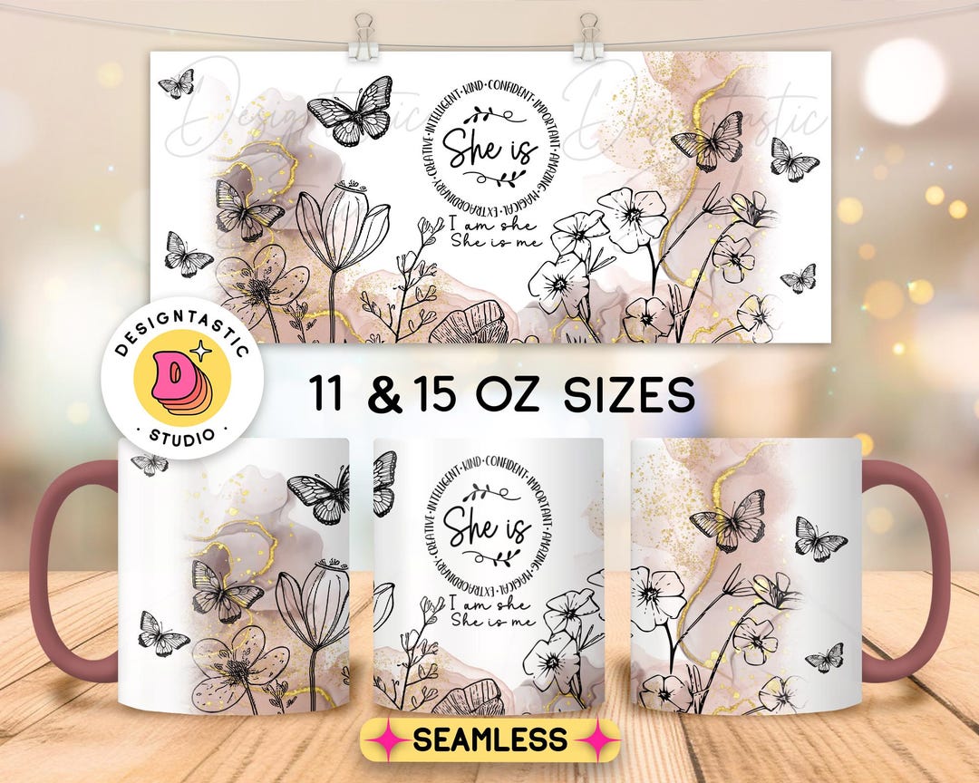 Boho Positive Affirmation 11 and 15oz Mug PNG Wrap Motivational Quote ...