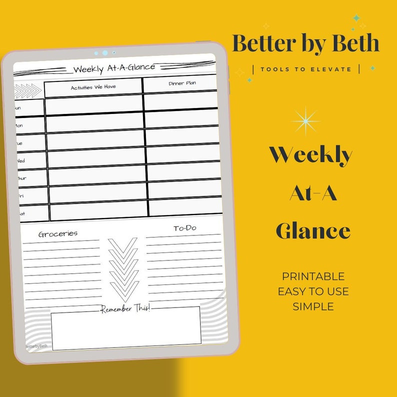 Simple Weekly At-a-glance Printable - Etsy