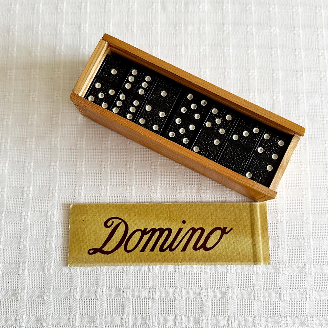 Vintage 1970s Retro Wooden Domino Set Made in GDR, Complete Box of 28 ...
