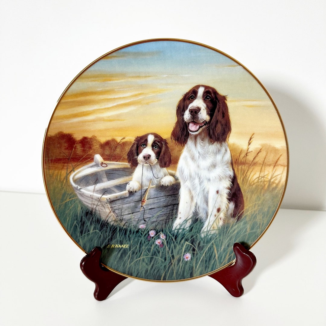 Vintage 1994 Porcelain Plate Practice Makes Perfect Dogs Series Fishing ...