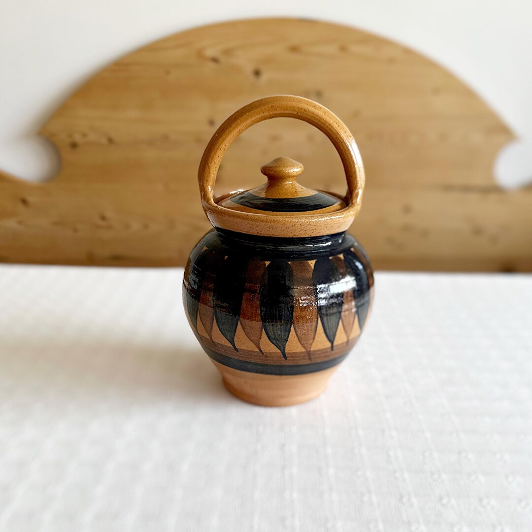 Vintage 1970s Lillerød Denmark Ceramic Pot With Lid – Hand-painted ...