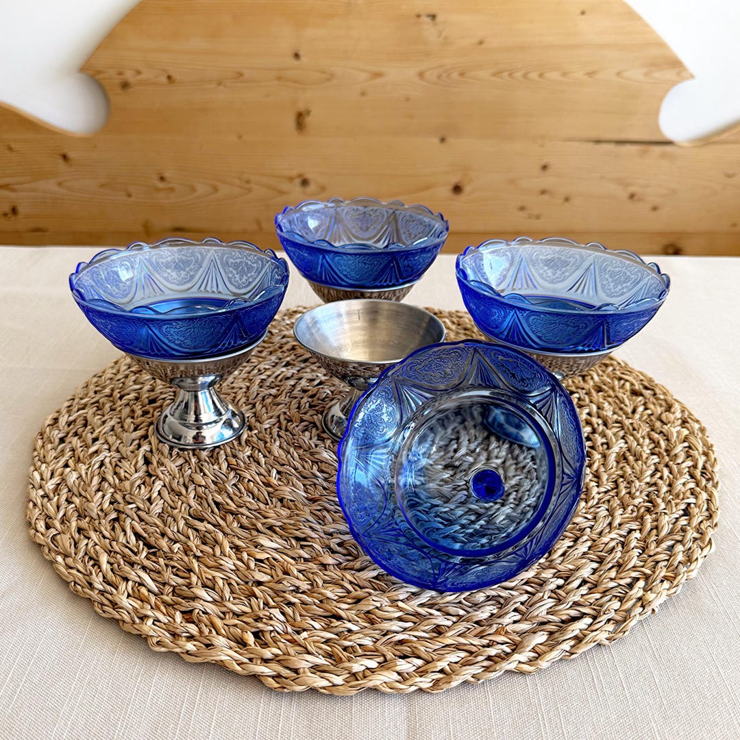 Vintage 1930s Macbeth Evans Cobalt Blue Dessert Cup Cleopatra Pattern ...