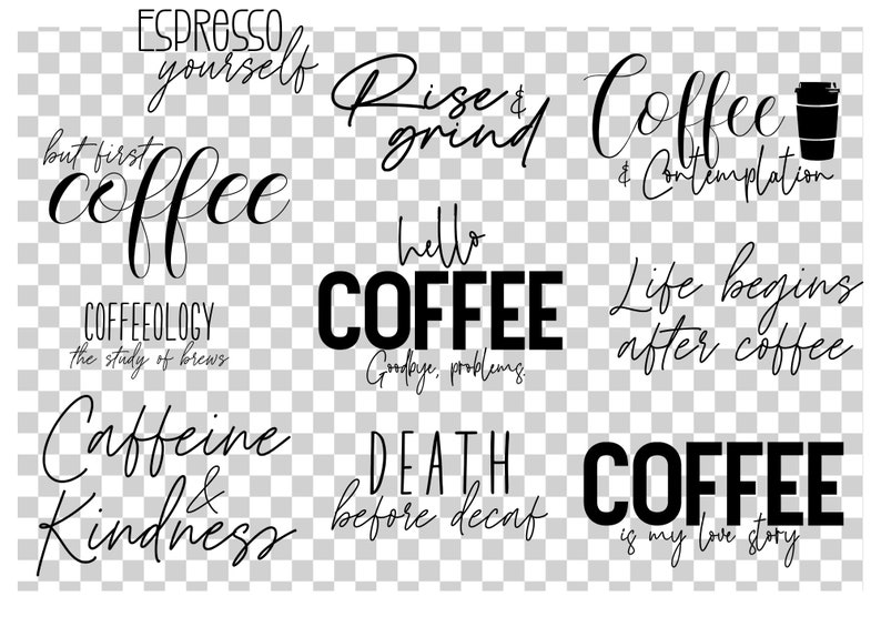 Coffee SVG Bundle Part 2, Coffee Shop Clipart, Caffeine SVG, Commercial ...