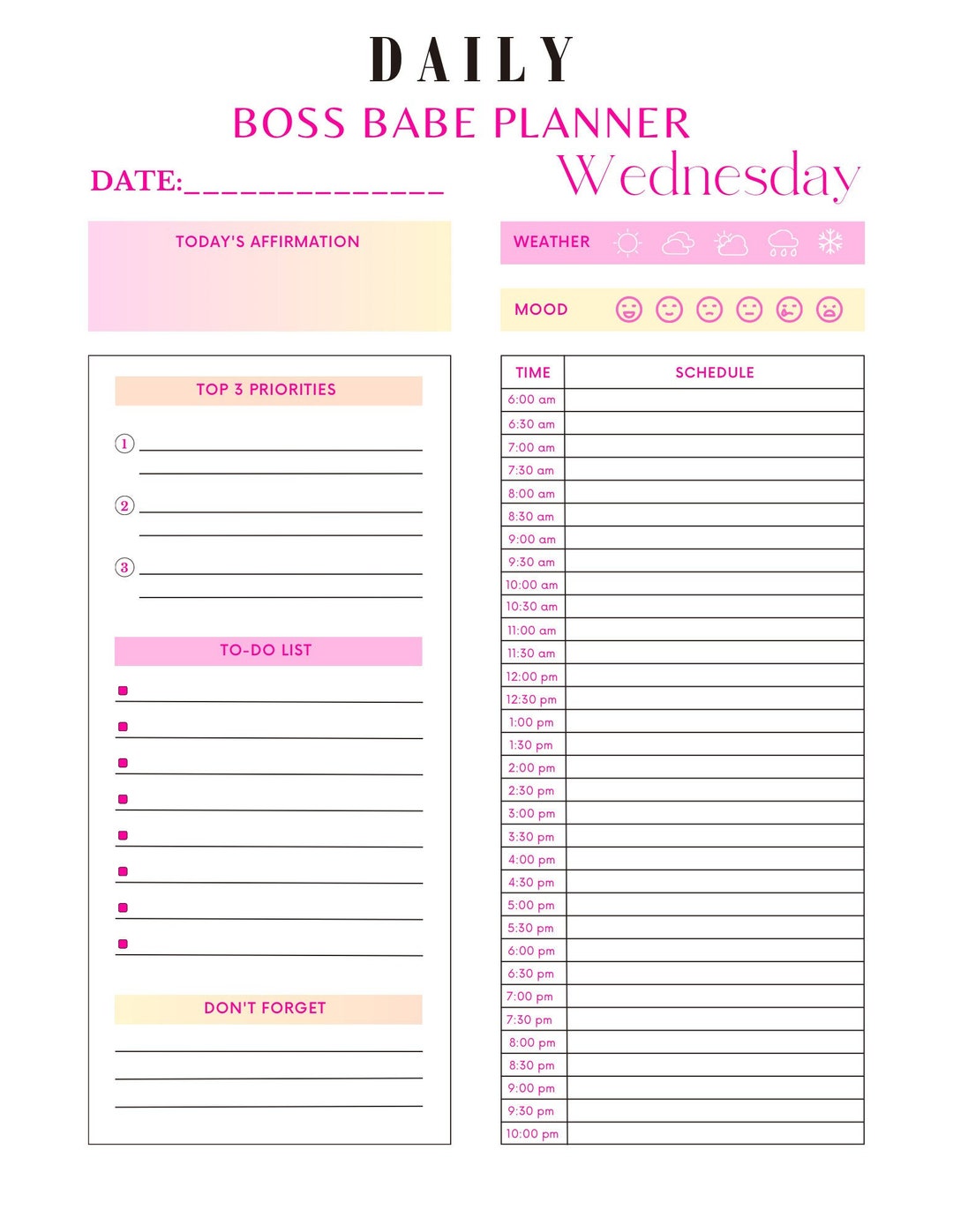 Daily to Do List Printable, Instant Download, Productivity Plannerdaily ...