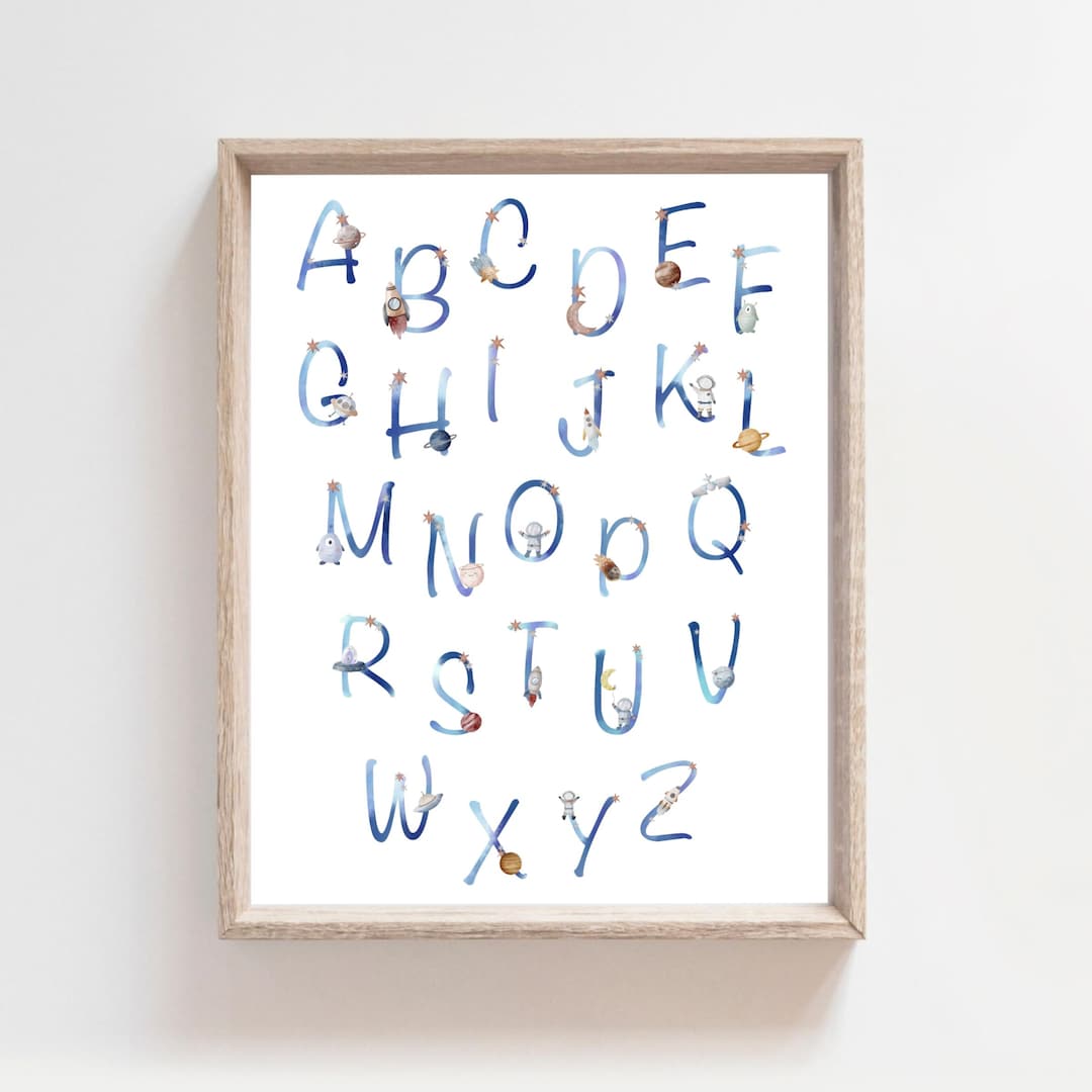 Alphabet Poster, Printable Wall Art, Planets, Alphabet Wall Poster ...