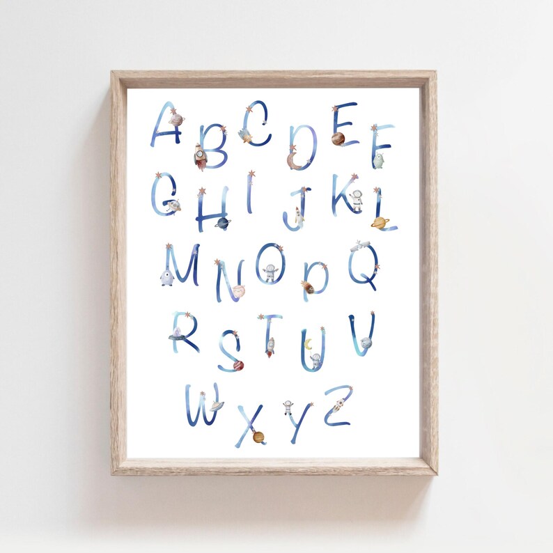 Alphabet Poster, Printable Wall Art, Planets, Alphabet Wall Poster ...