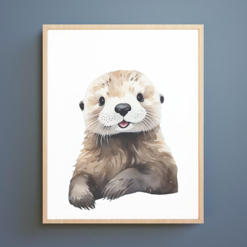 PRINTABLE, Otter Print, Watercolor Art, Printable Poster, Digital ...