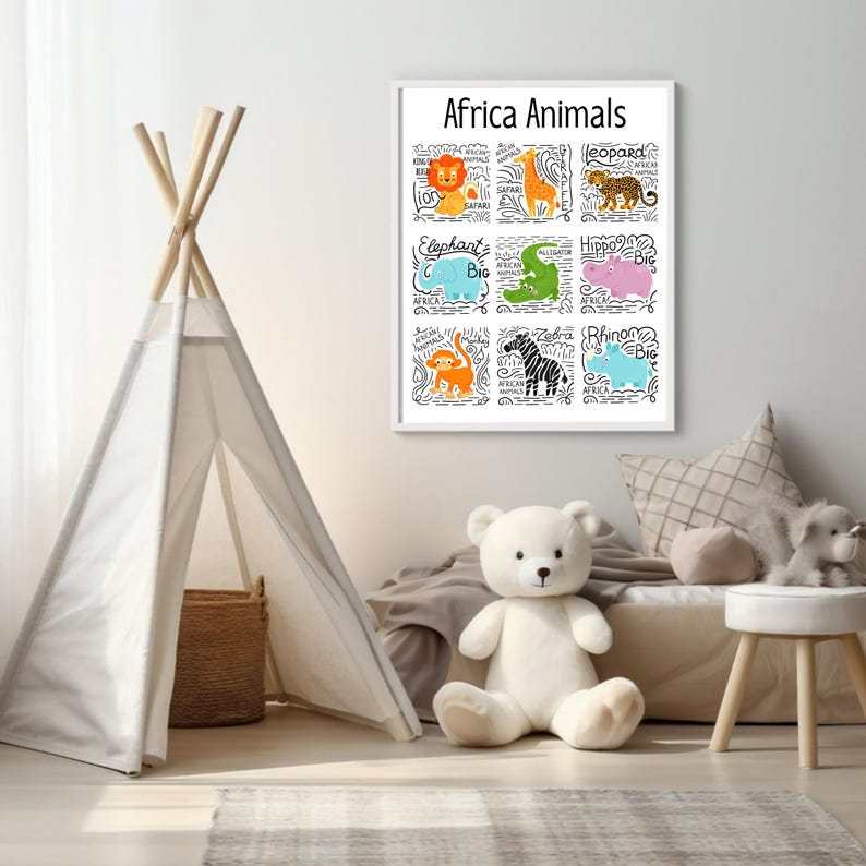 Africa Animals Poster, Printable Wall Art, Safari Animals, Safari Wall ...