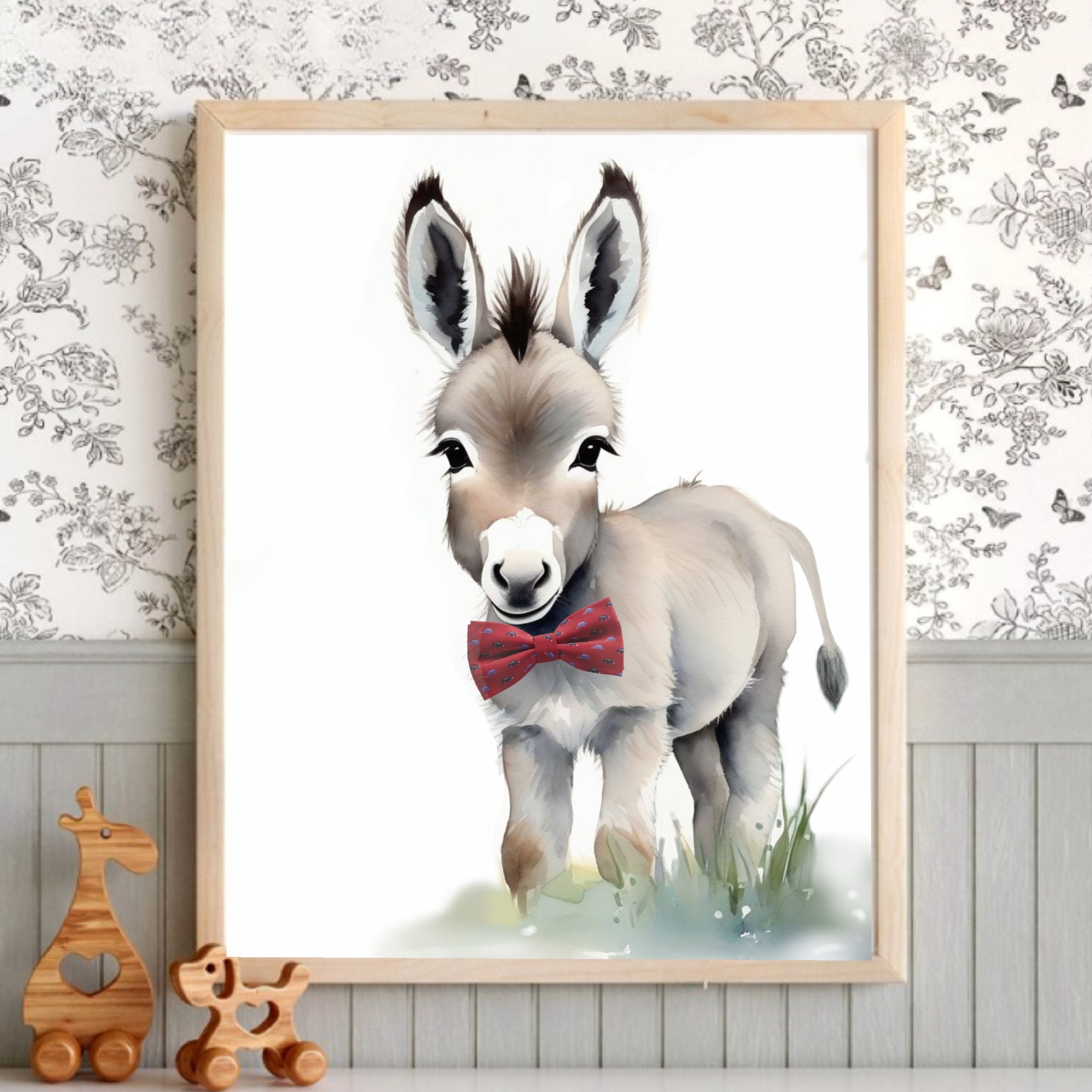 Donkey Poster, Wall Art, Nursery Decor, Baby Farm Animals, Donkey Print ...