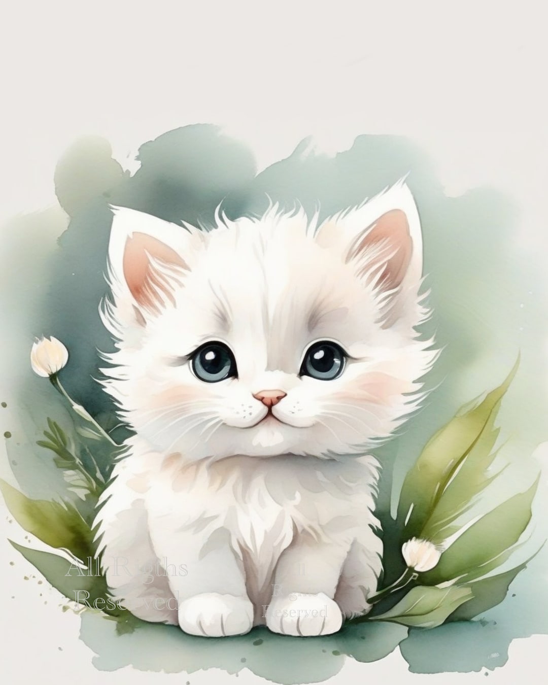 Printable Kitten Cat Poster, Pet Portrait, Wall Decor, Baby Shower Gift, Kids Room Art, Cat ...