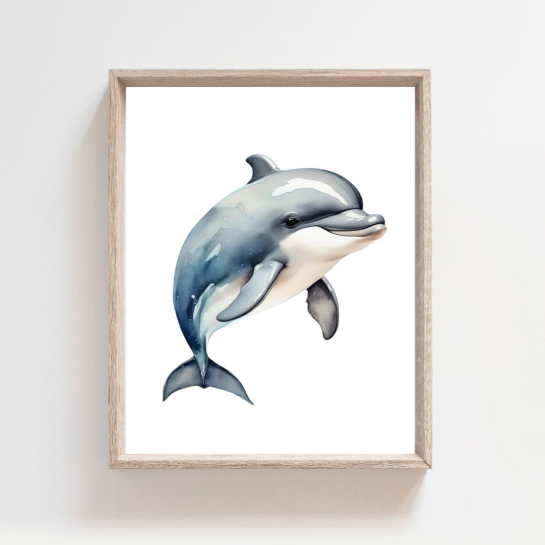 Dolphin Poster, Art Print, Sea Animals Art, Nautical Decor, Ocean Wall ...