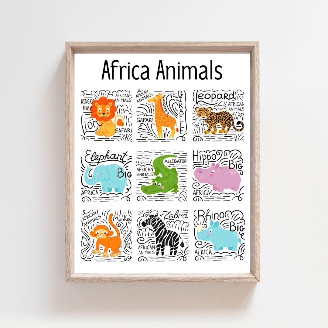 Africa Animals Poster, Printable Wall Art, Safari Animals, Safari Wall ...