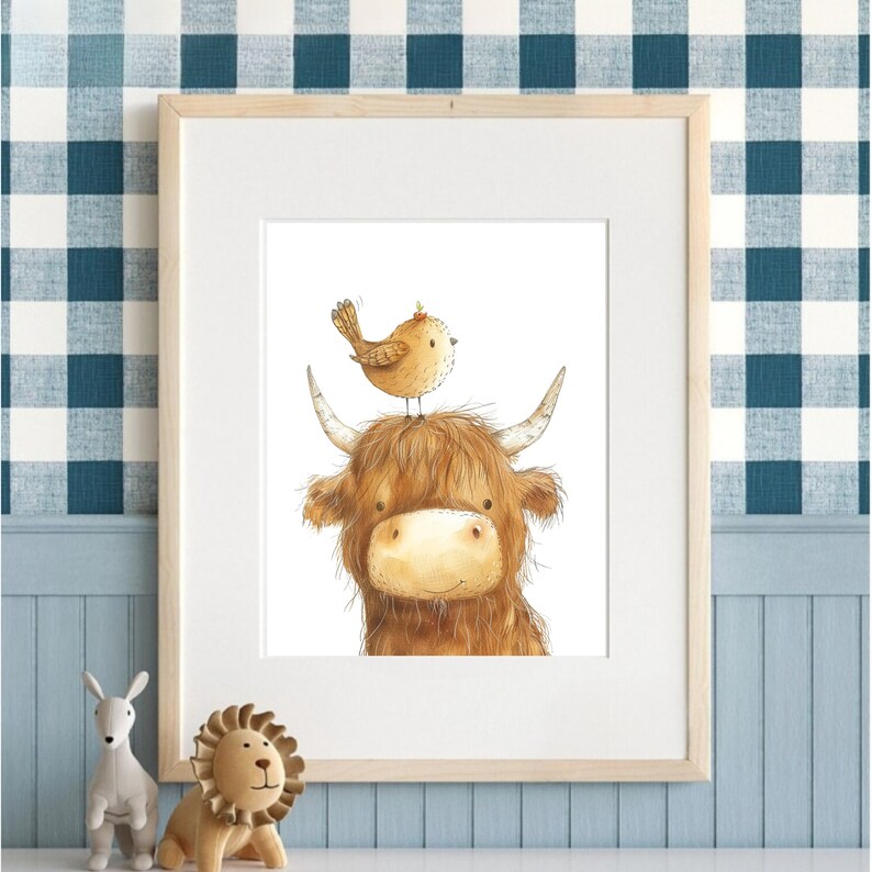 Highland Cow Poster, Farm Animal Prints, Watercolor Art, Farm Nursery Decor, Animal Art, Animals ...