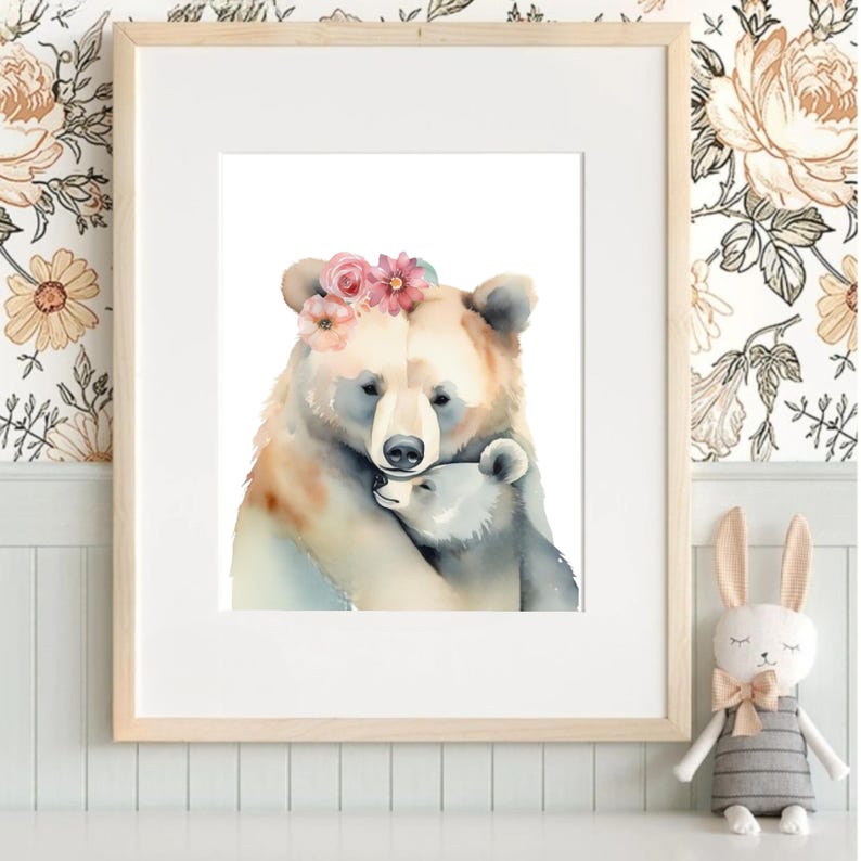 Mama Bear, Baby Bear, Nursery Print, Woodland Nursery Decor, Mom and ...