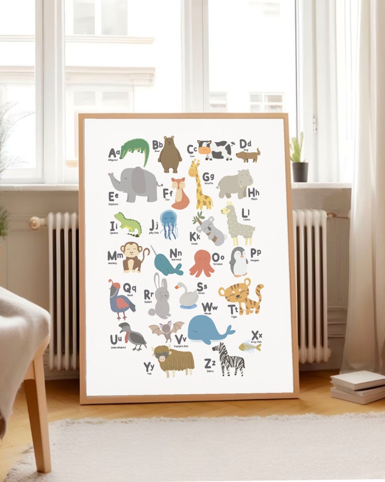 Animal Alphabet Poster, Printable Wall Art, Forest Friends, Woodland ...