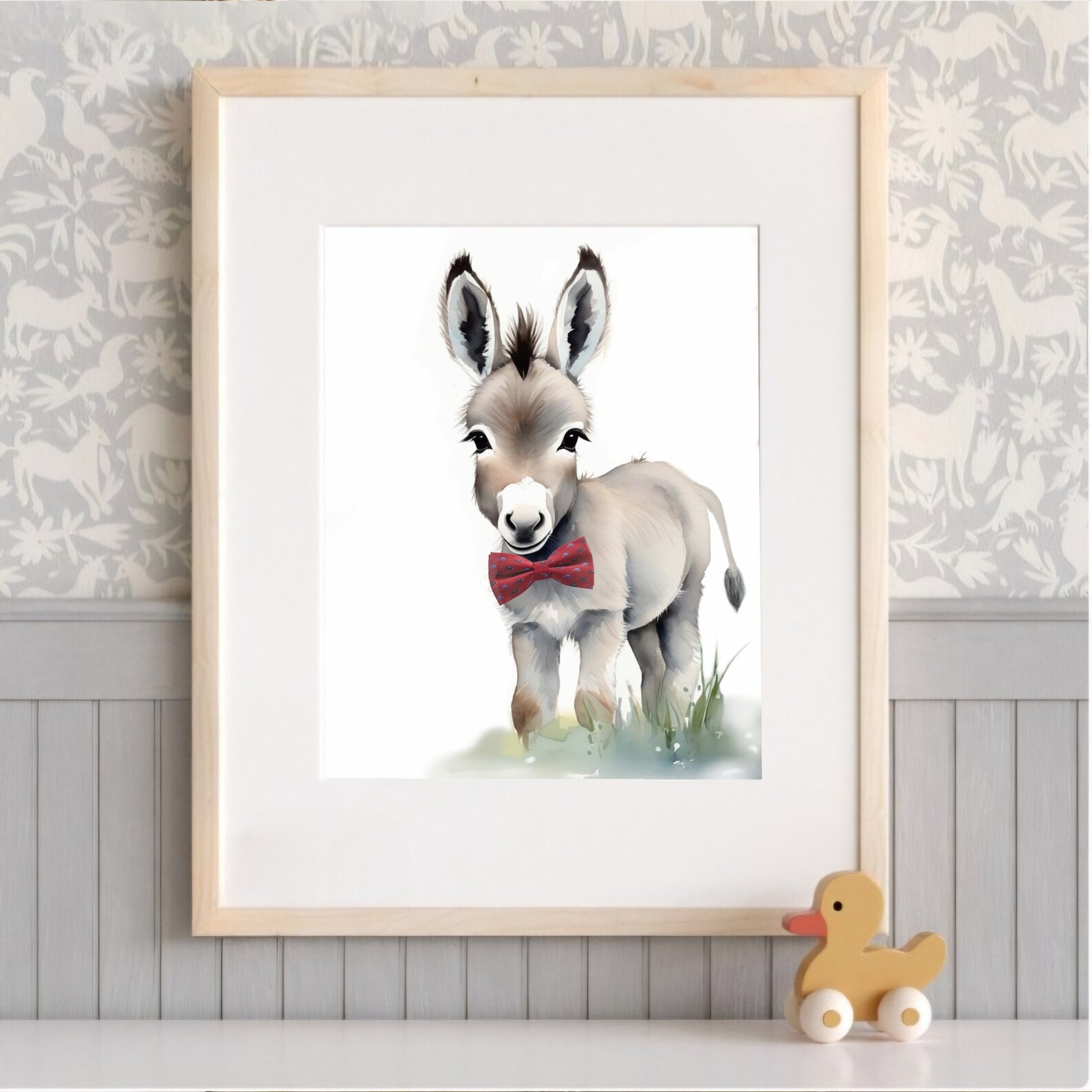 Donkey Poster, Wall Art, Nursery Decor, Baby Farm Animals, Donkey Print ...