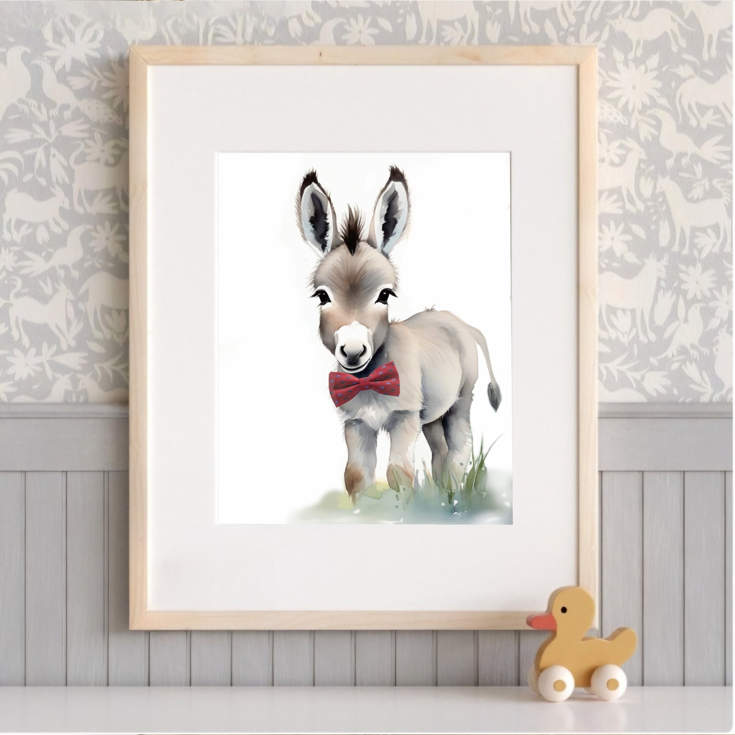 Donkey Poster, Wall Art, Nursery Decor, Baby Farm Animals, Donkey Print ...