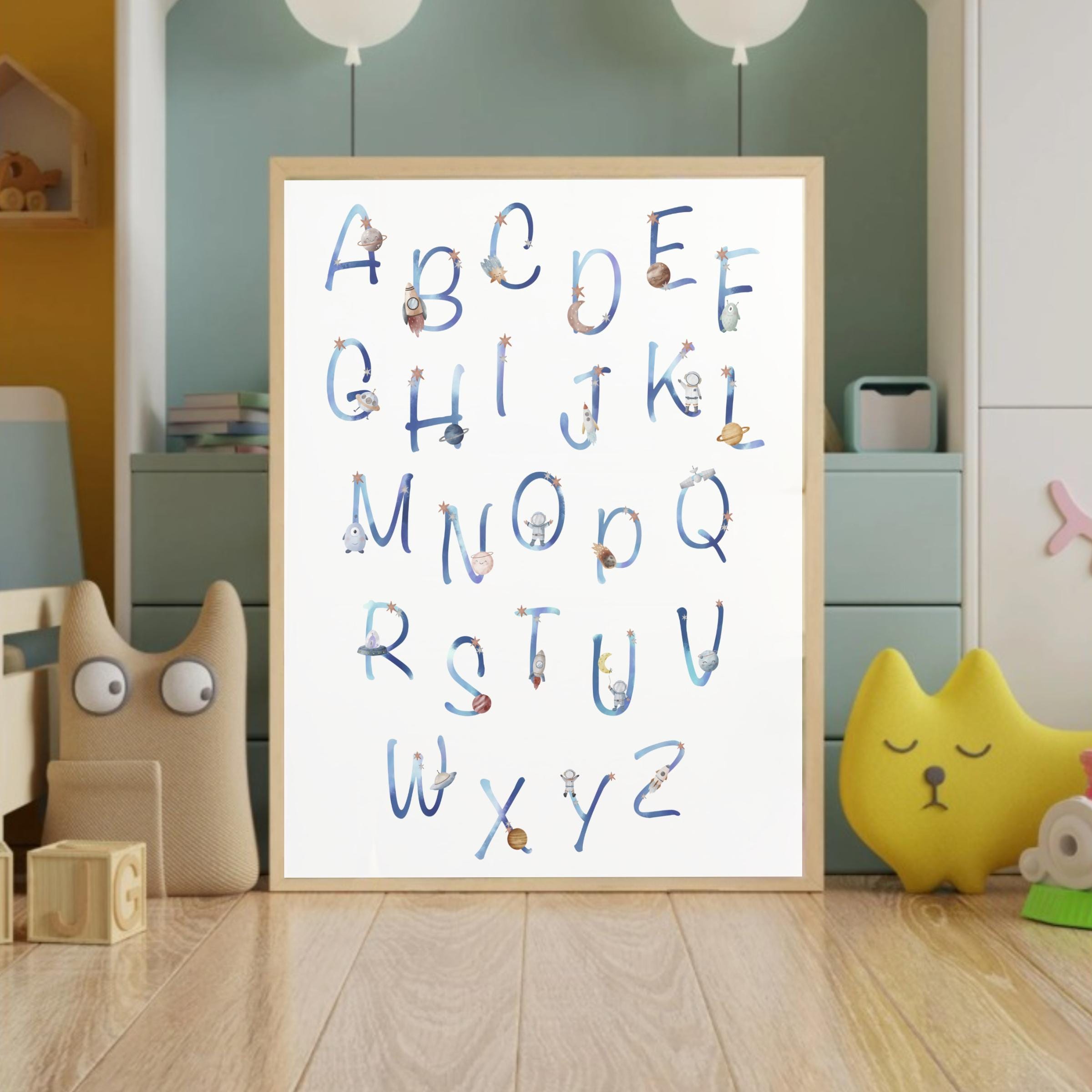 Alphabet Poster, Printable Wall Art, Planets, Alphabet Wall Poster ...