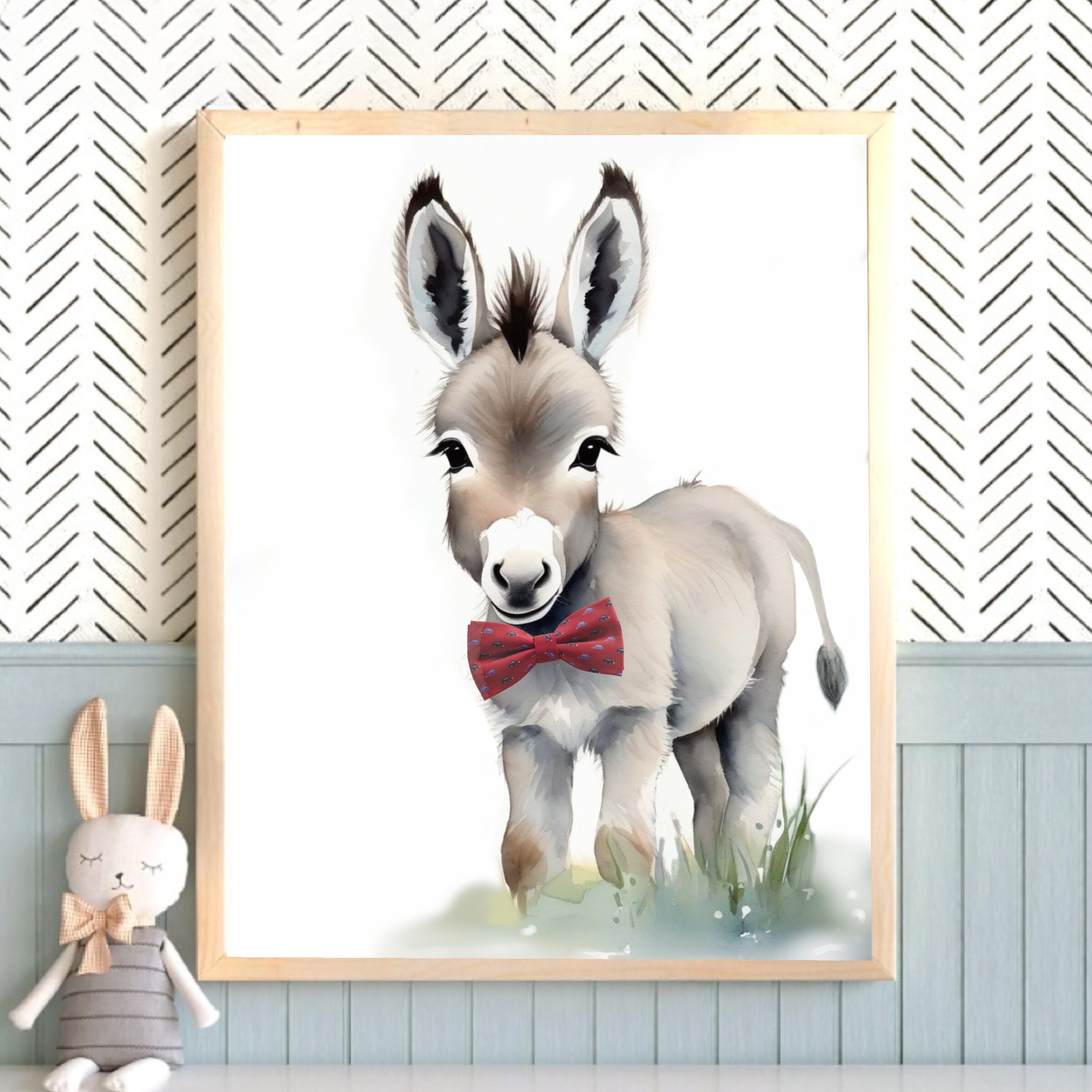 Donkey Poster, Wall Art, Nursery Decor, Baby Farm Animals, Donkey Print ...