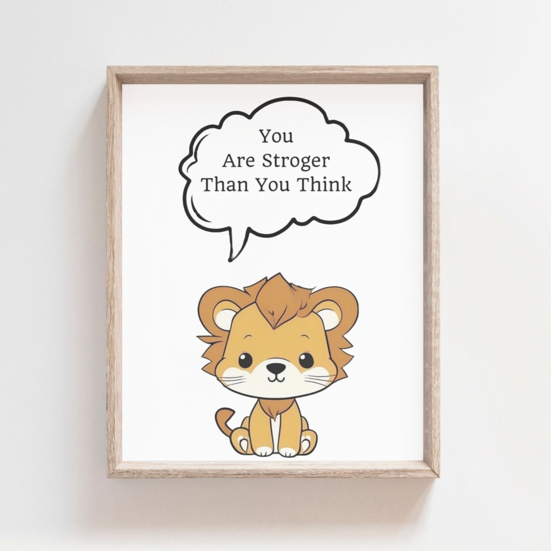 PRINTABLE Quote, Kids Wall Art, Playroom Poster, You Are Stronger Than ...