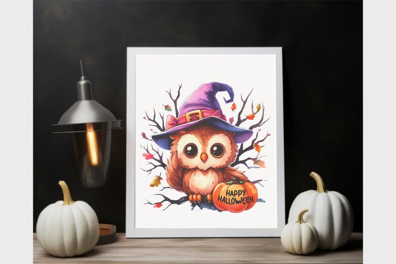 Halloween Owl Art Print, Witch Hat, Kids Decor (digital Download) - Etsy