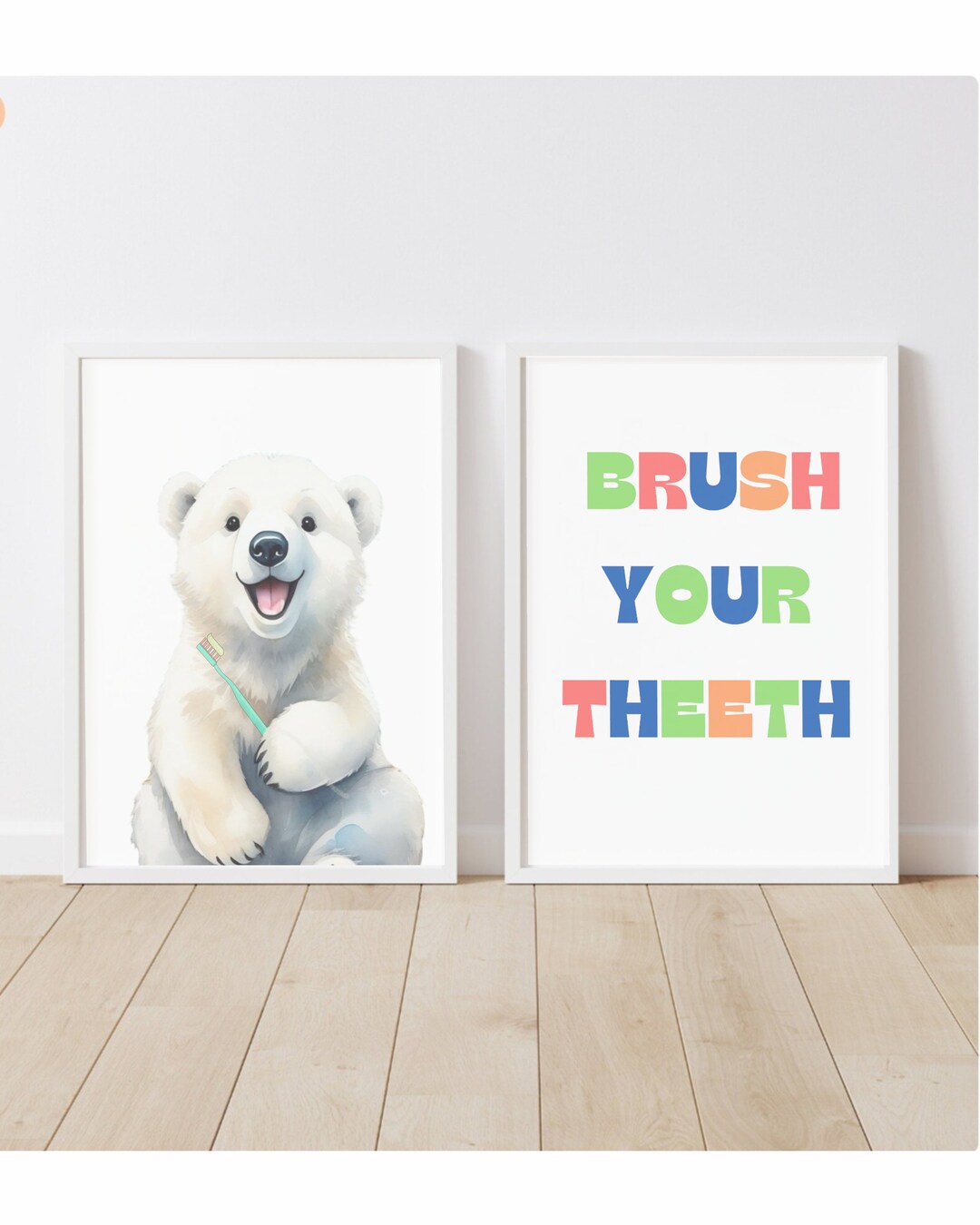 Polar Bear Brush Teeth Poster: Kids Bathroom Decor (digital Download ...