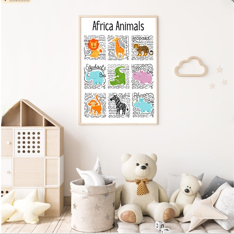 Africa Animals Poster, Printable Wall Art, Safari Animals, Safari Wall ...