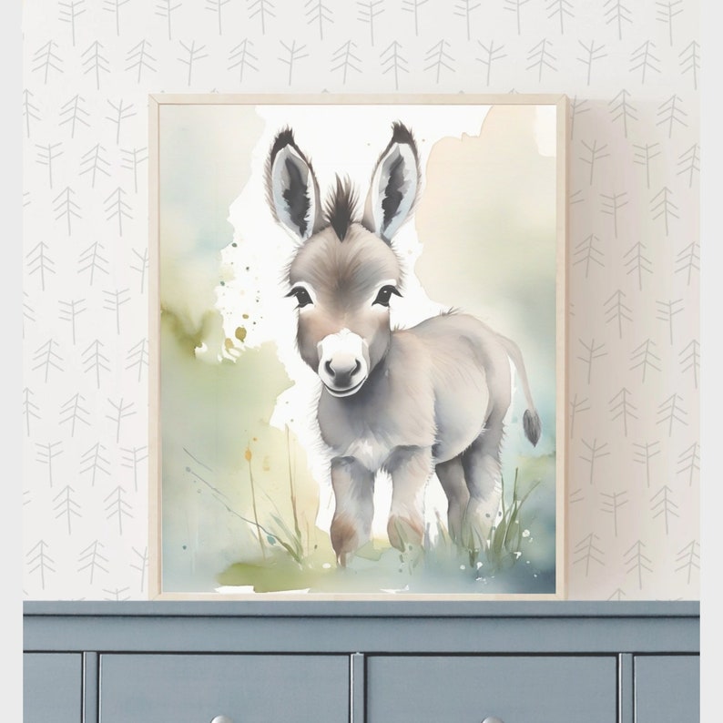 PRINTABLE Donkey Wall Art Printable, Nursery Decor Baby Farm Animal ...
