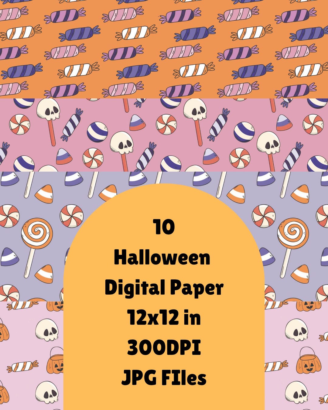 Halloween Candy Digital Paper Pack: Scrapbook Art (digital Download) - Etsy