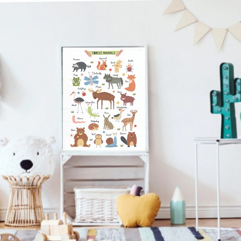 Woodland Animals Poster, Printable Wall Art, Forest Friends, Woodland ...