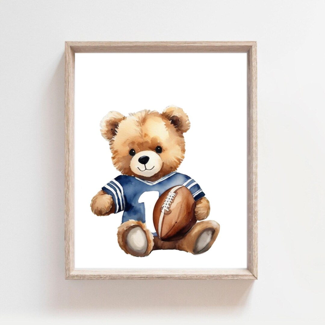 Bear Football Nursery Art, Football Wal Art, Sport Wall Art, Football ...