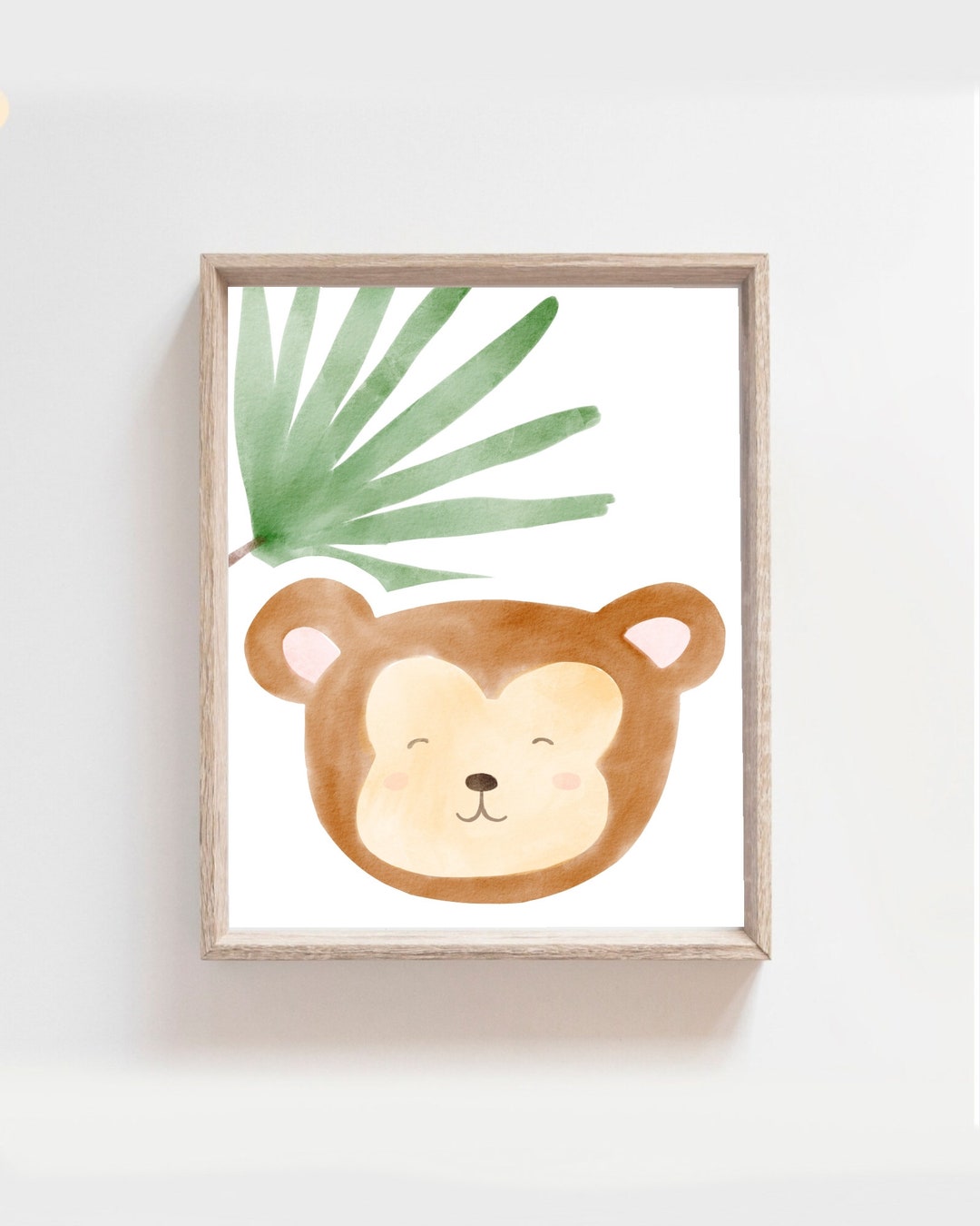 Baby Monkey ,wall Art Print, Safari Nursery Animal, Kids Room Poster ...