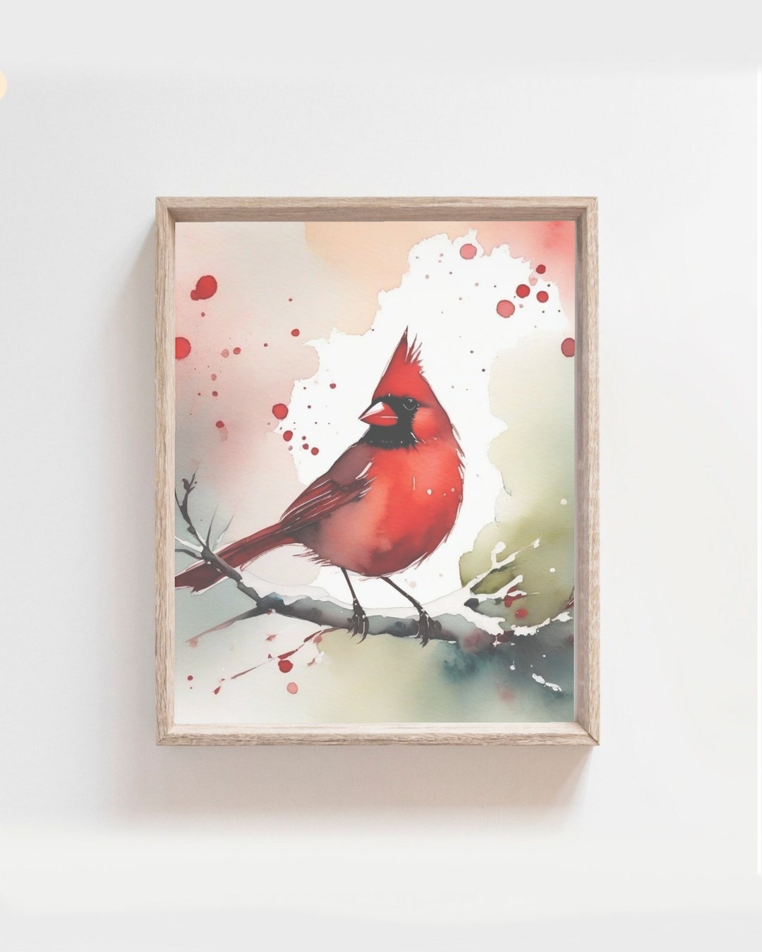 Cardinal Bird Painting, Red Cardinal Print, Bedroom Wall Decor ...