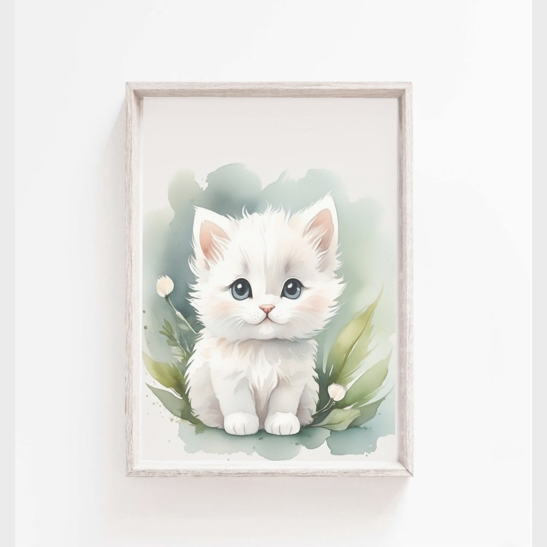 Printable Kitten Cat Poster, Pet Portrait,baby Shower Gift, Kids Room ...