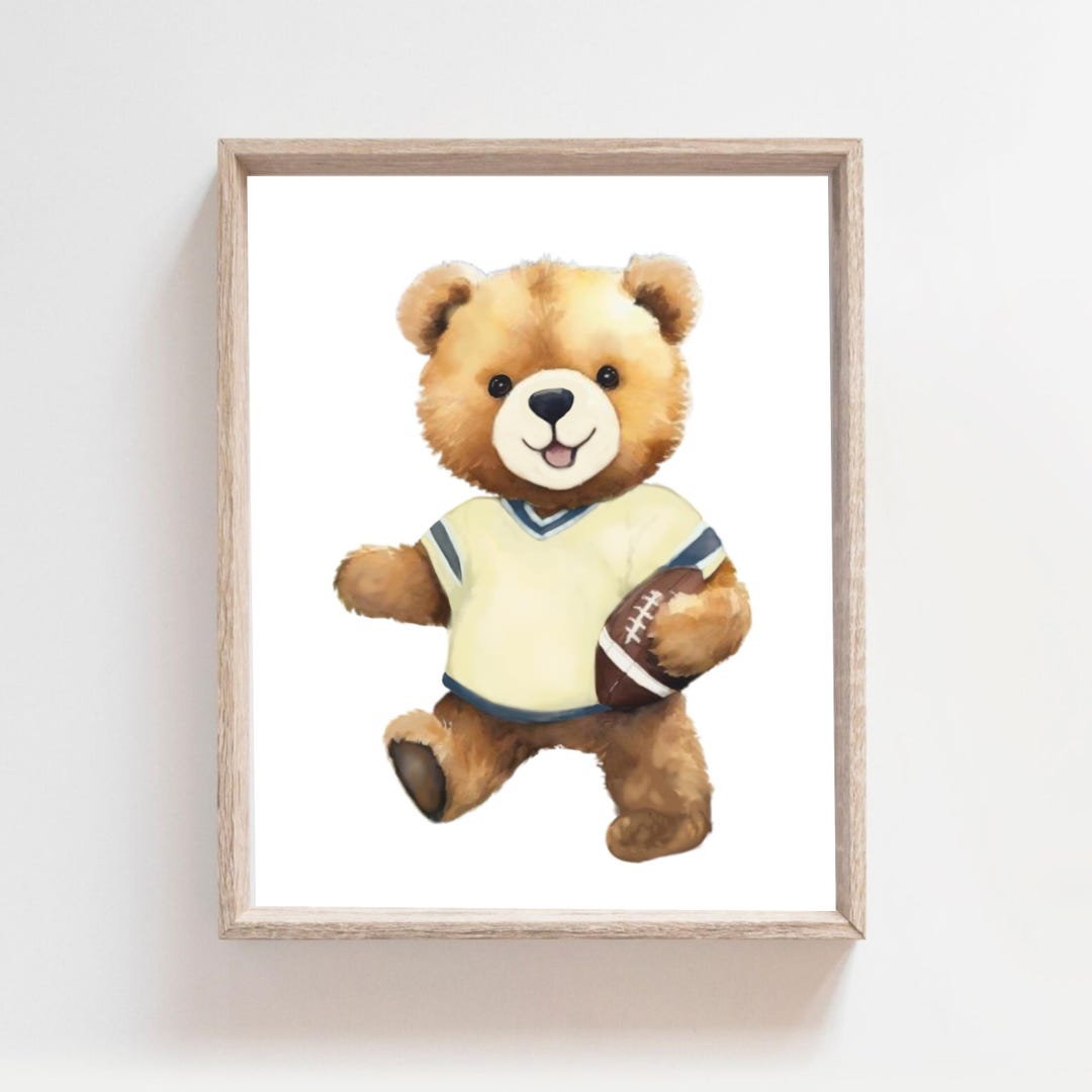 Bear Football Nursery Art, Football Wal Art, Sport Wall Art, Football ...