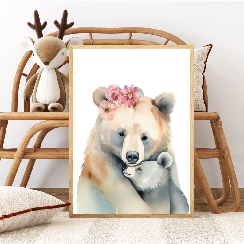 Mama Bear, Baby Bear, Nursery Print, Woodland Nursery Decor, Mom and ...