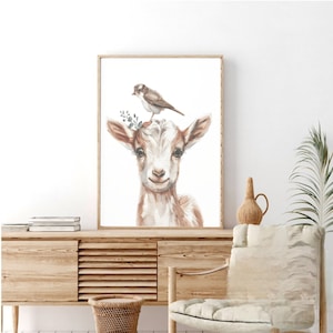 Cute Goat Poster, Nursery Decor, Goat Print, Farm Animal Prints ...