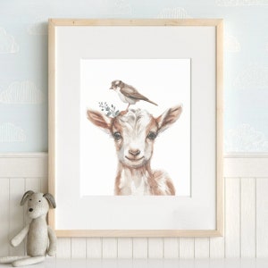 Cute Goat Poster, Nursery Decor, Goat Print, Farm Animal Prints ...