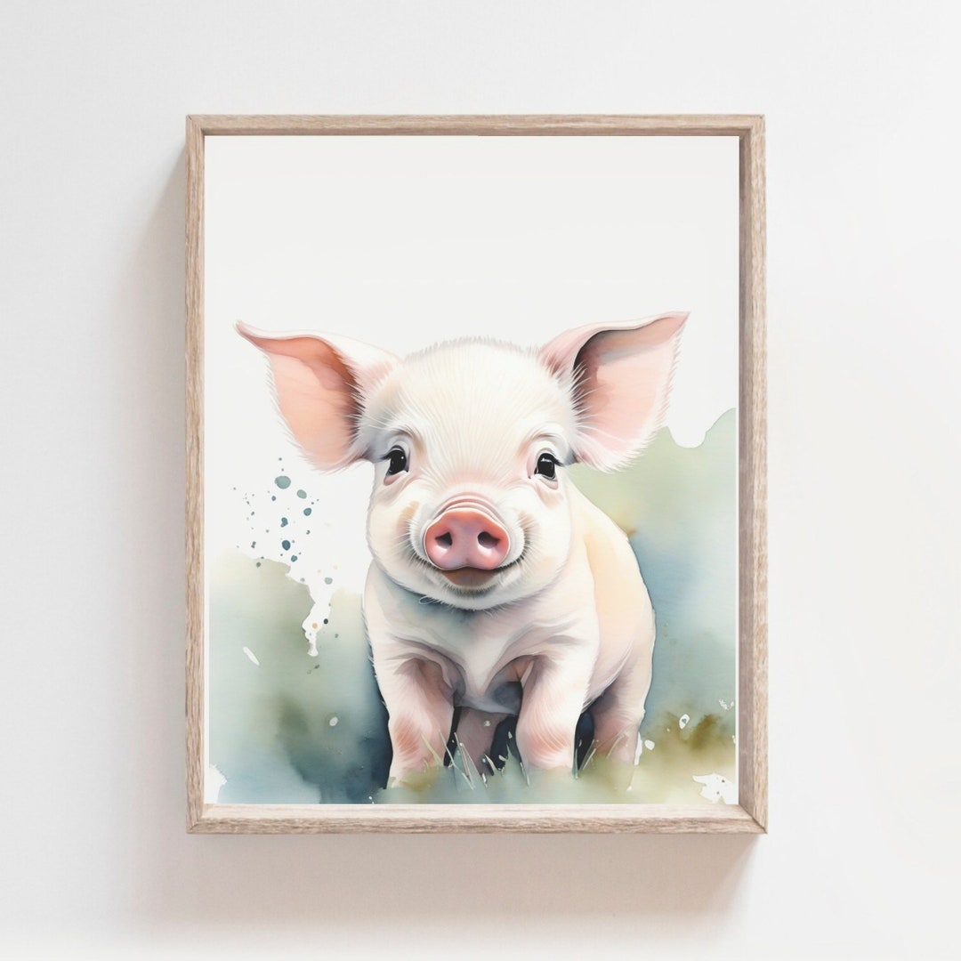 PRINTABLE Pig Poster, Farm Animals Print, Farm Nursery, Baby Pig Wall ...