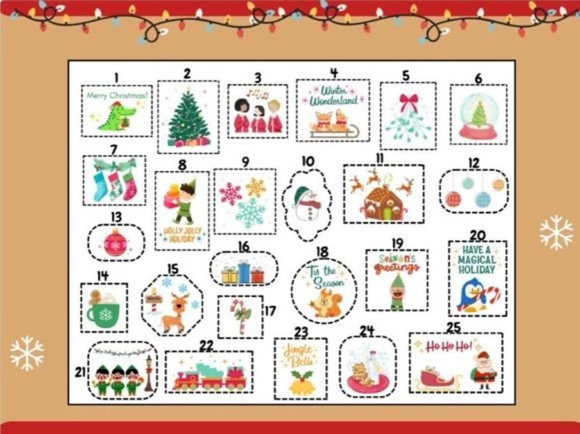 Christmas Advent Calendar, Printable Activity, Instant Download, Fun ...
