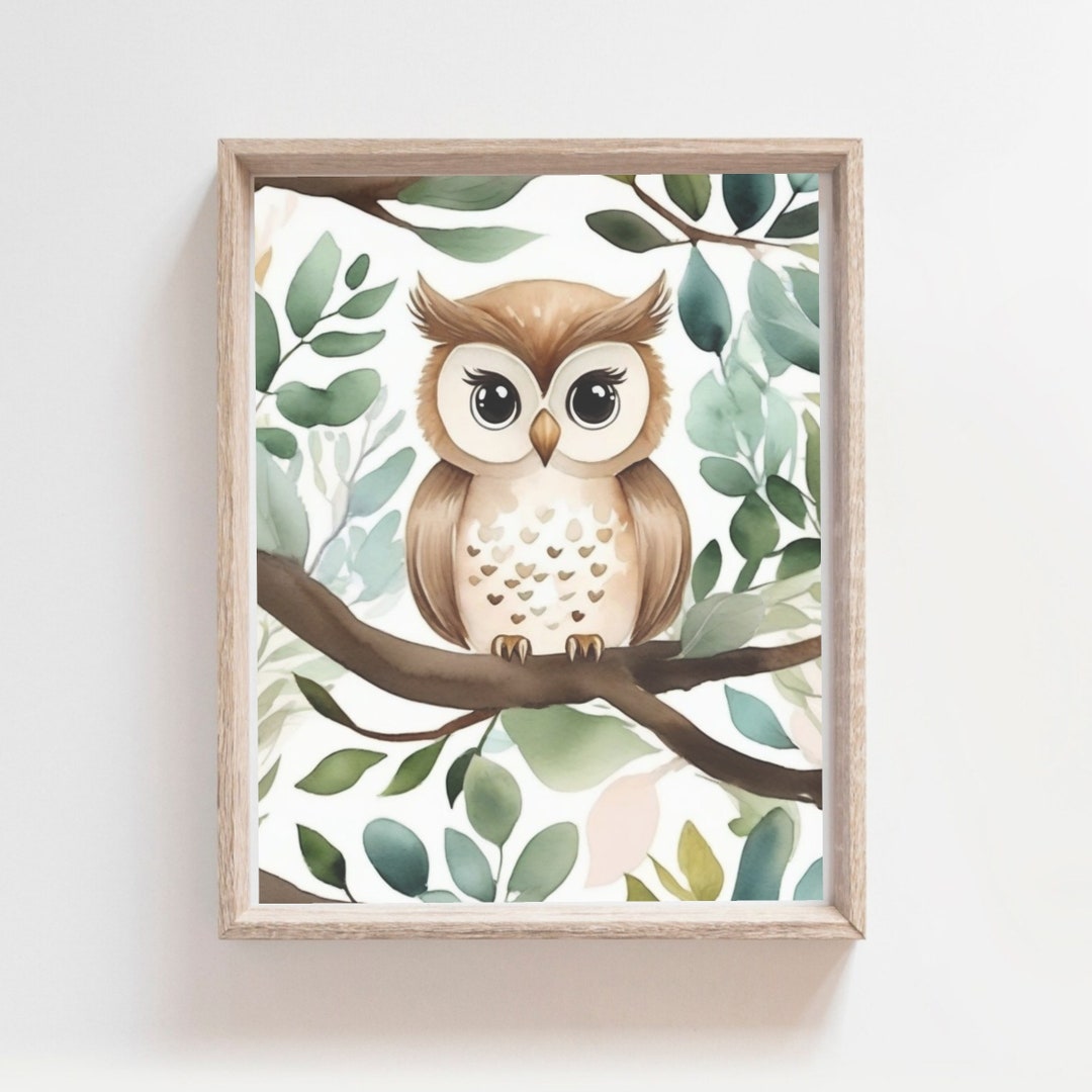 PRINTABLE Baby Owl Wall Art, Owl Print, Wall Decor, Woodland Animals ...