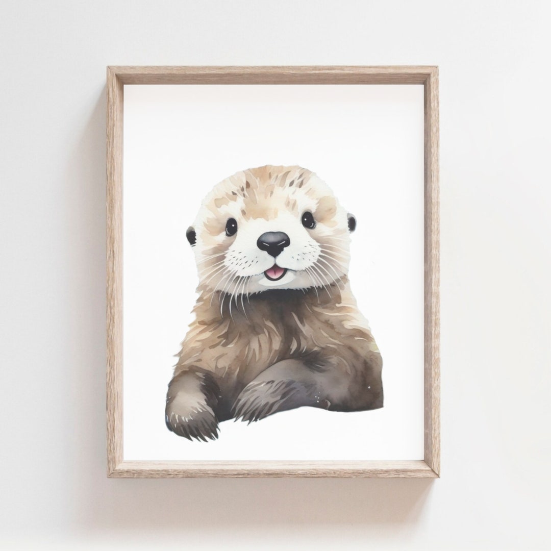 PRINTABLE, Otter Print, Watercolor Art, Printable Poster, Digital ...