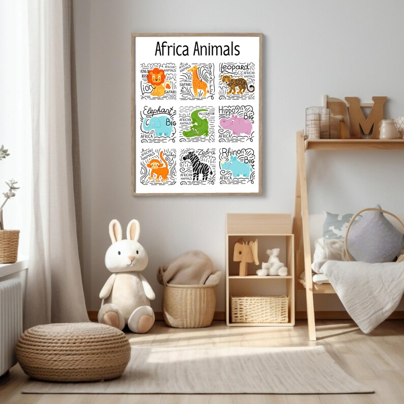 Africa Animals Poster, Printable Wall Art, Safari Animals, Safari Wall ...