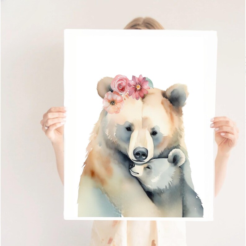 Mama Bear, Baby Bear, Nursery Print, Woodland Nursery Decor, Mom and ...