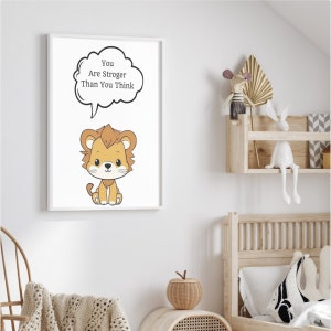 PRINTABLE Quote, Kids Wall Art, Playroom Poster, You Are Stronger Than ...