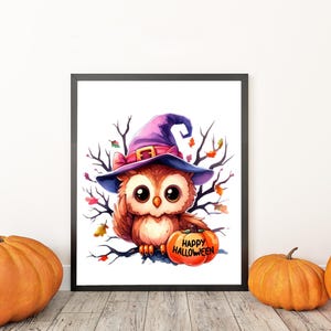 Halloween Owl Art Print, Witch Hat, Kids Decor (digital Download) - Etsy